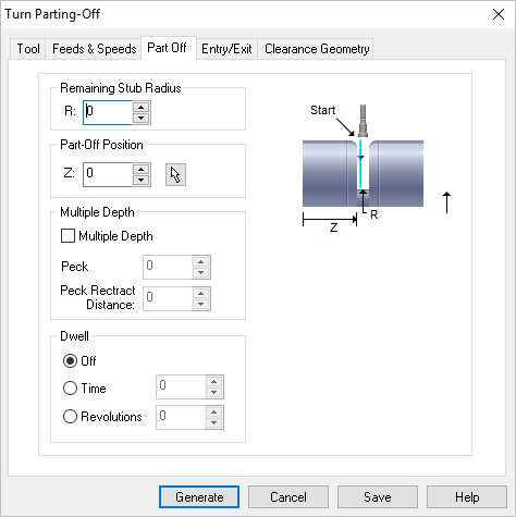 TURN Module > Creating Turning Operations > Parting Off > Part Off Parameters